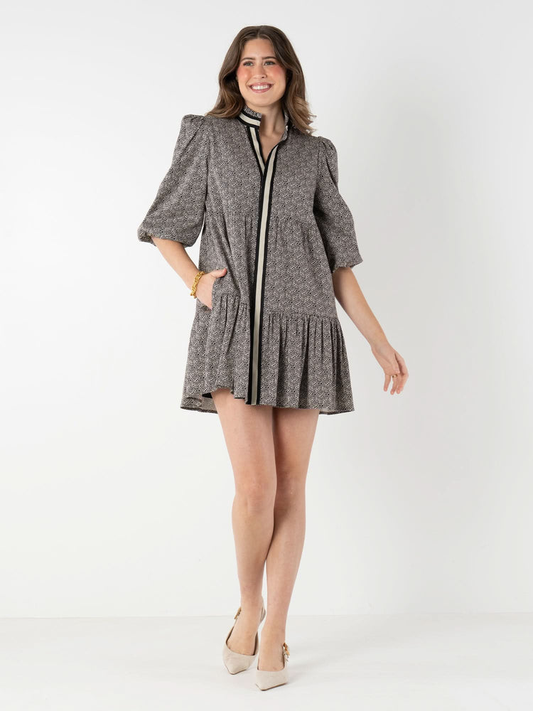 Sadie Dress in Black Tonal Monogram – Emily McCarthy