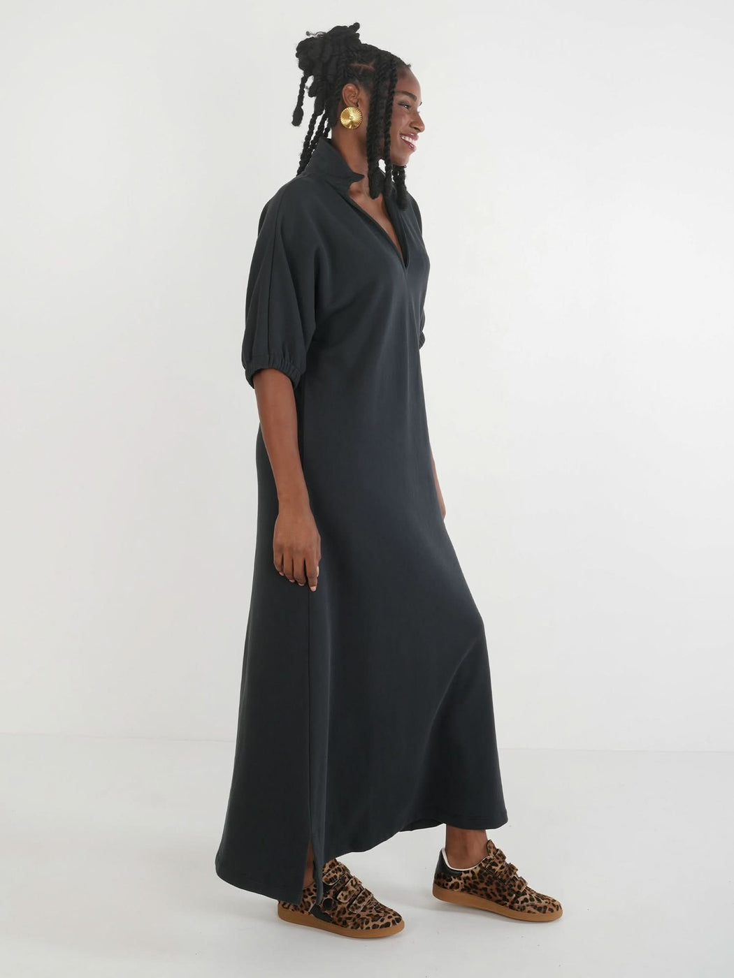 Poppy Maxi in Black French Terry – Emily McCarthy