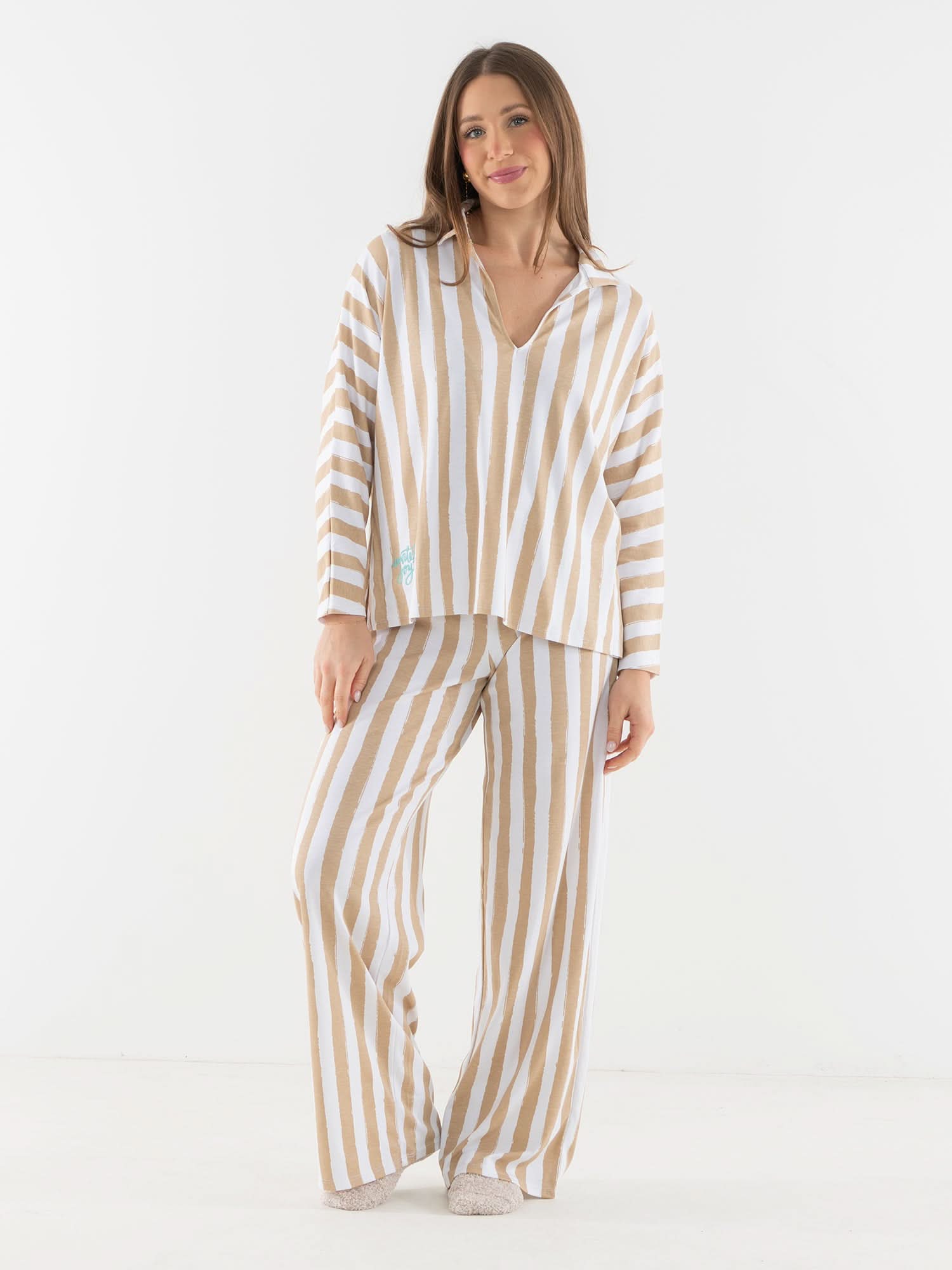 Pajama Pant Set in Sand Stripe – Emily McCarthy